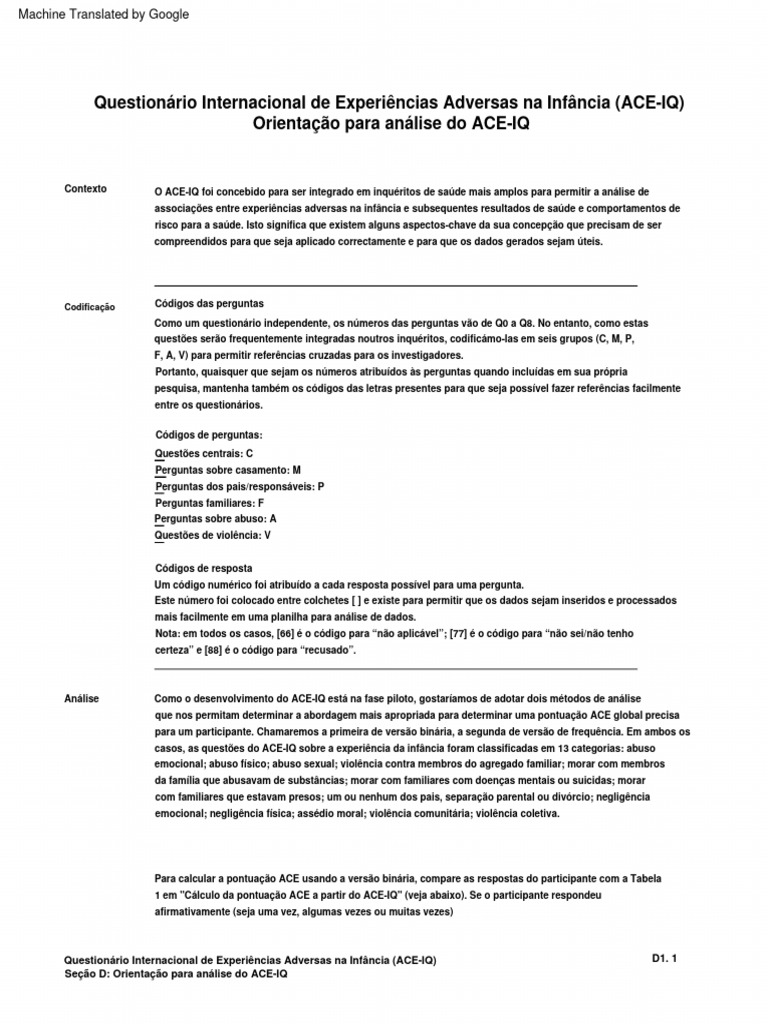 Análise do ACE-IQ para Pesquisadores | PDF | Violência | Família