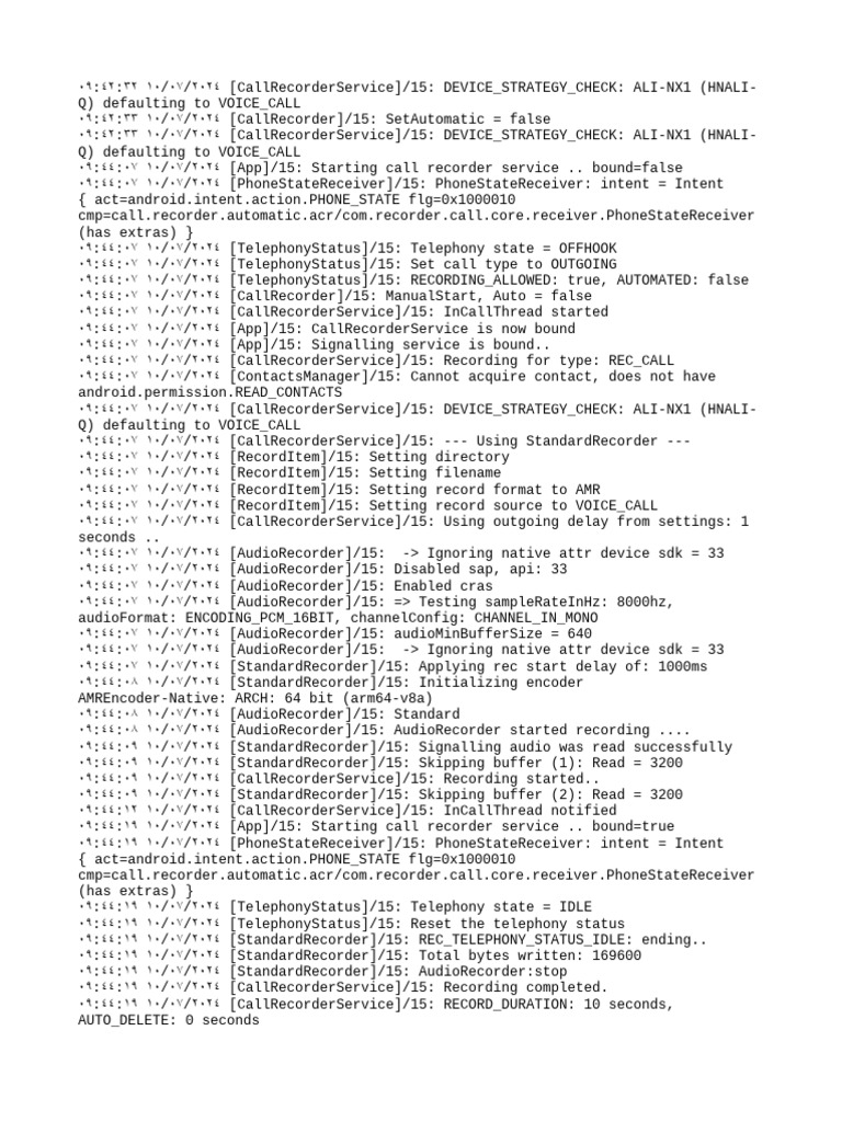 CallRecord Log | PDF | Filename | Computer Architecture