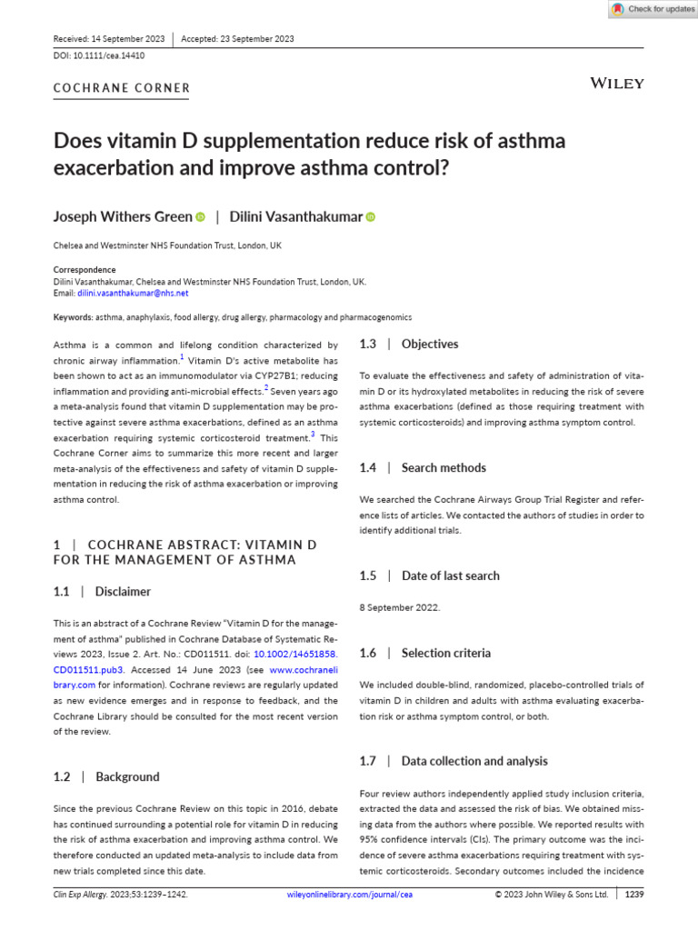 Jurnal Vitamin D 3 | PDF | Asthma | Vitamin D