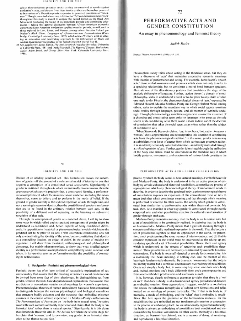 Butler Performative Acts | PDF