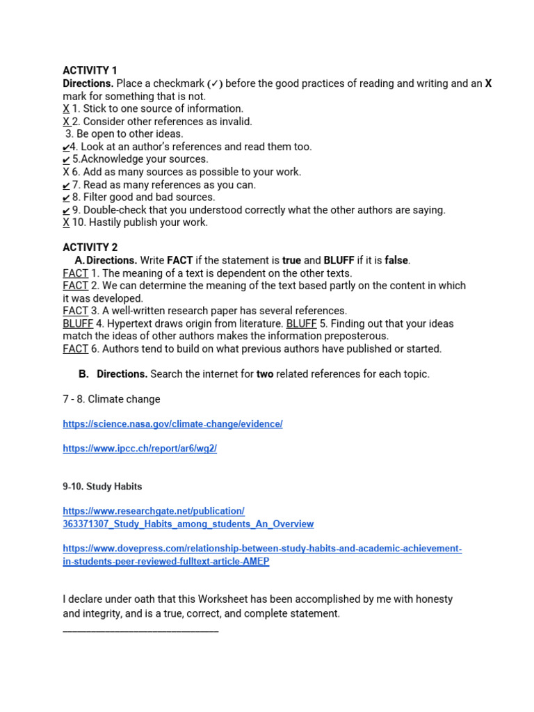 Worksheet Reading and Writing | PDF