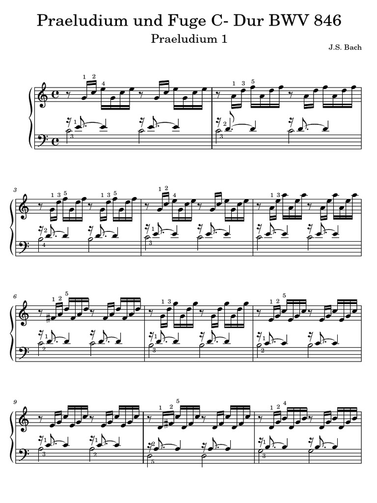 Bach Johann Sebastian Praeludium in C Dur BWV | PDF | Baroque Music | Johann Sebastian Bach