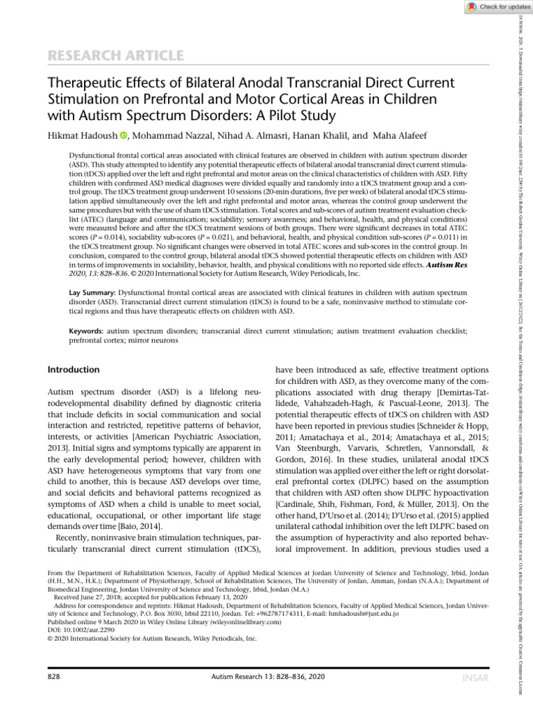 Bilateral Anodal Transcranial Direct Current Stimulation On Prefrontal ...