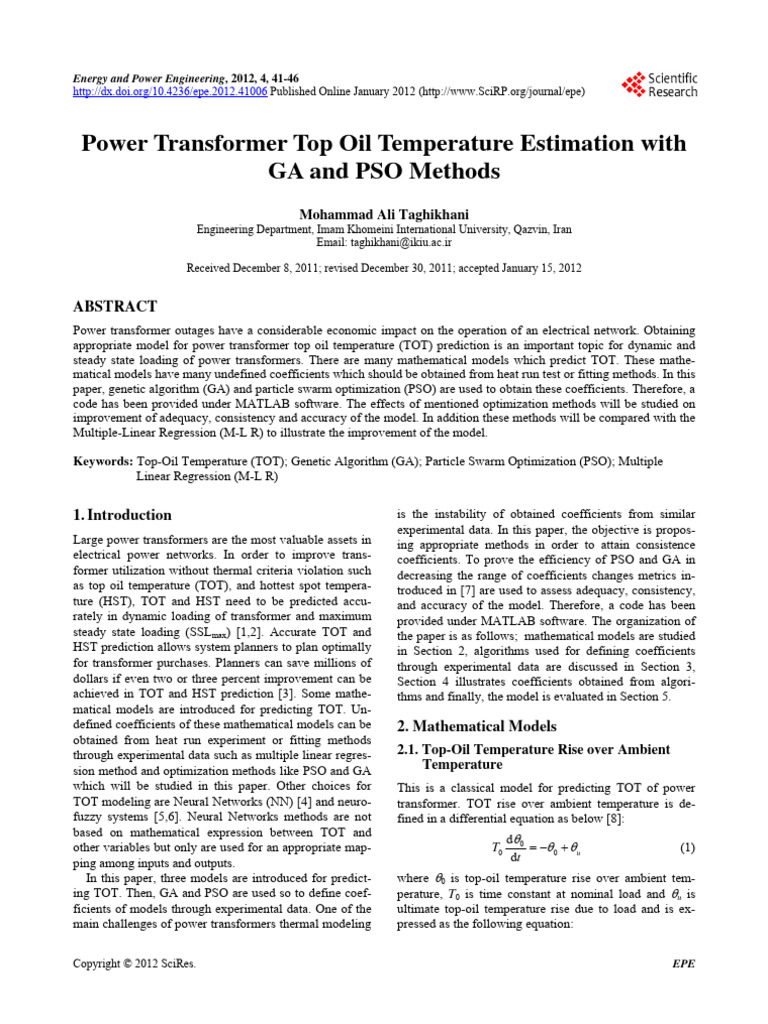 Ga Pso Pt Temp Estimation Pdf Mathematical Model Function Mathematics