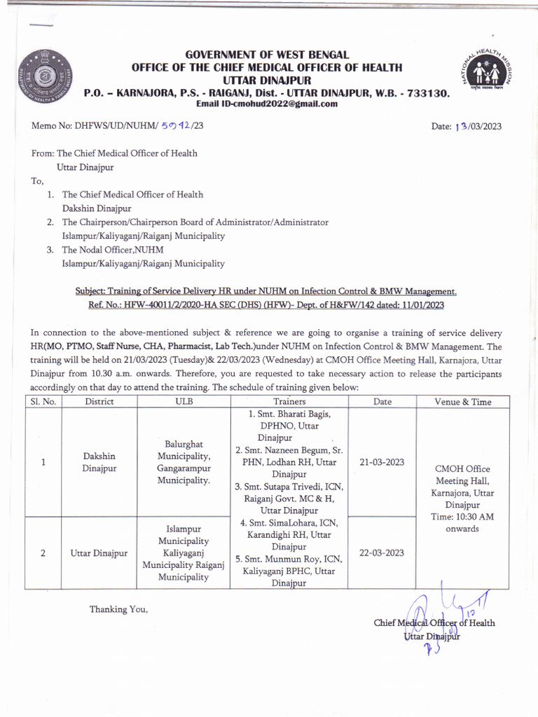 NUHM Training on Infection Control | PDF | Health Sciences | Medicine