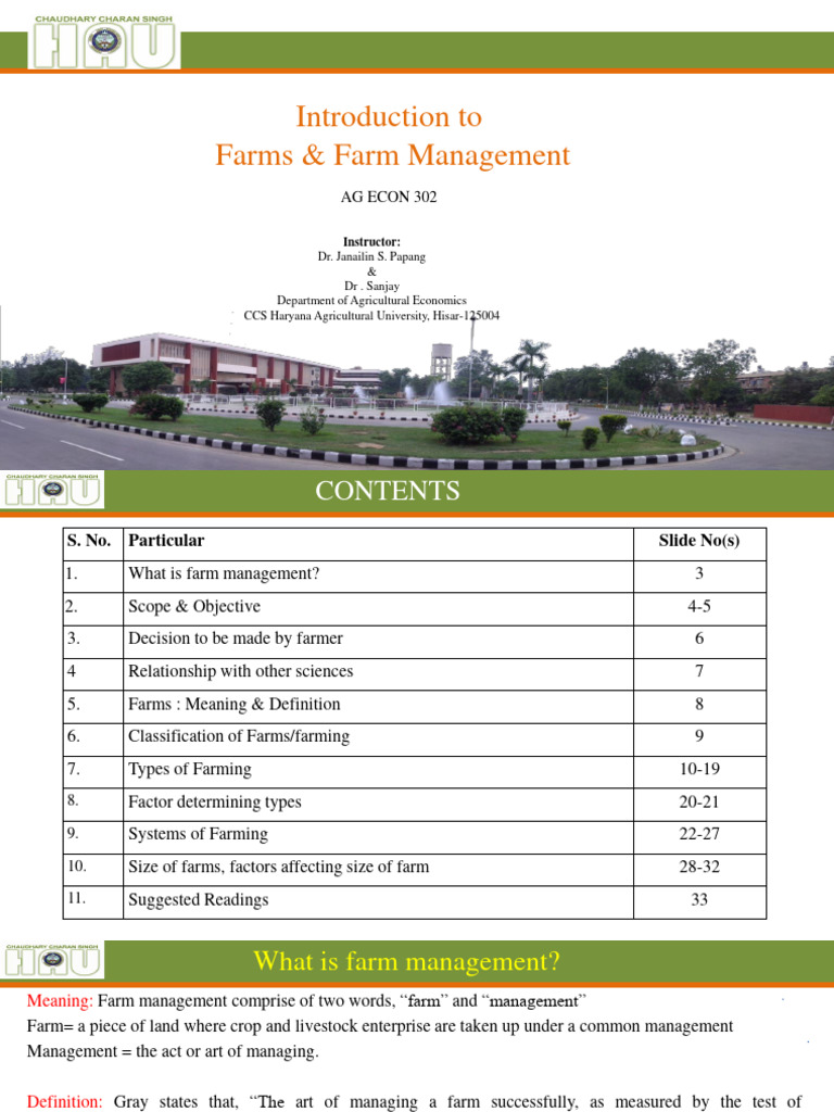 Agecon 302 Lecture1&2 Farm Management Types System | PDF | Agriculture ...