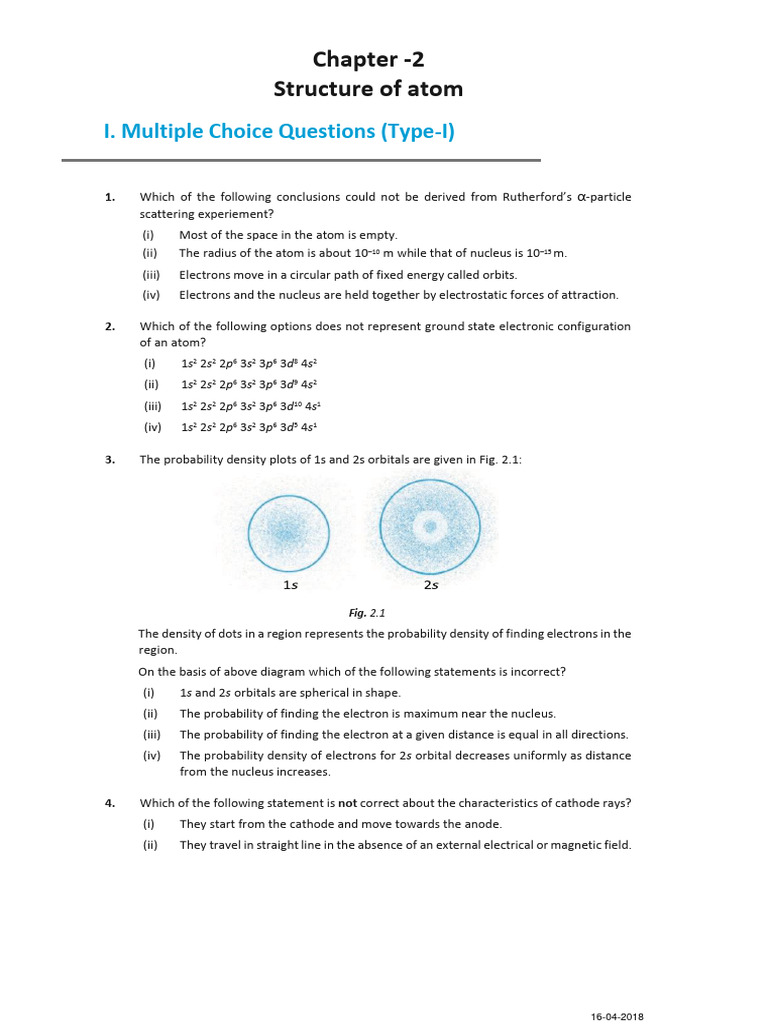 11th Class Test | PDF | Atomic Orbital | Electron