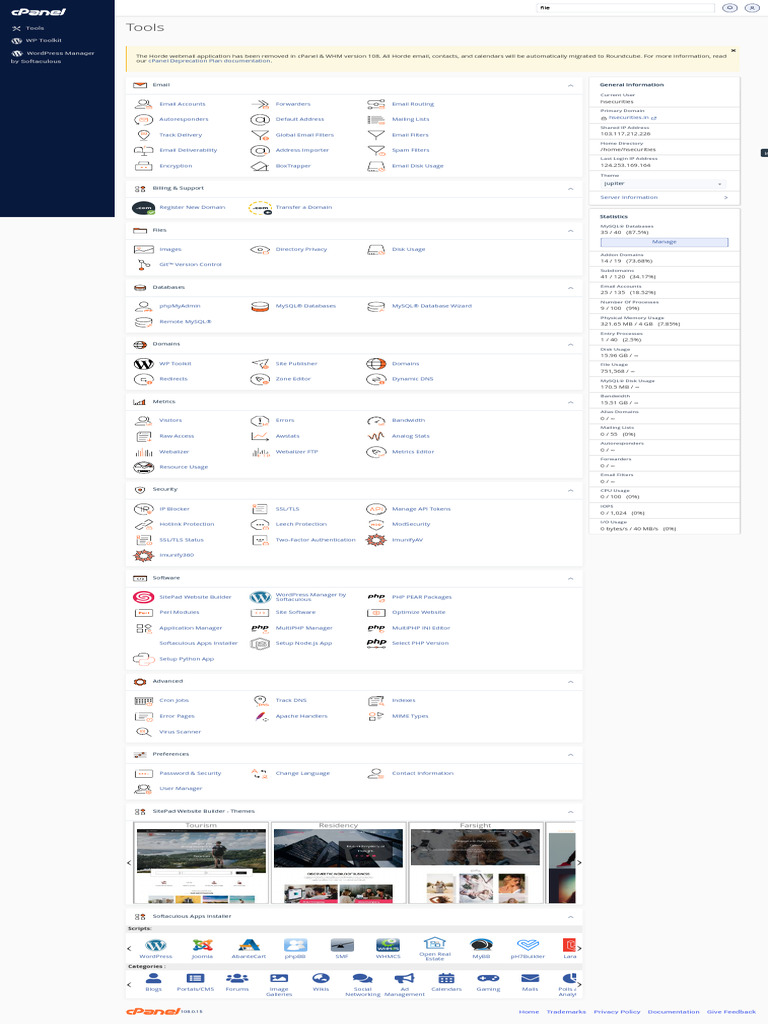 CPanel - Tools | PDF | Word Press | Domain Name System