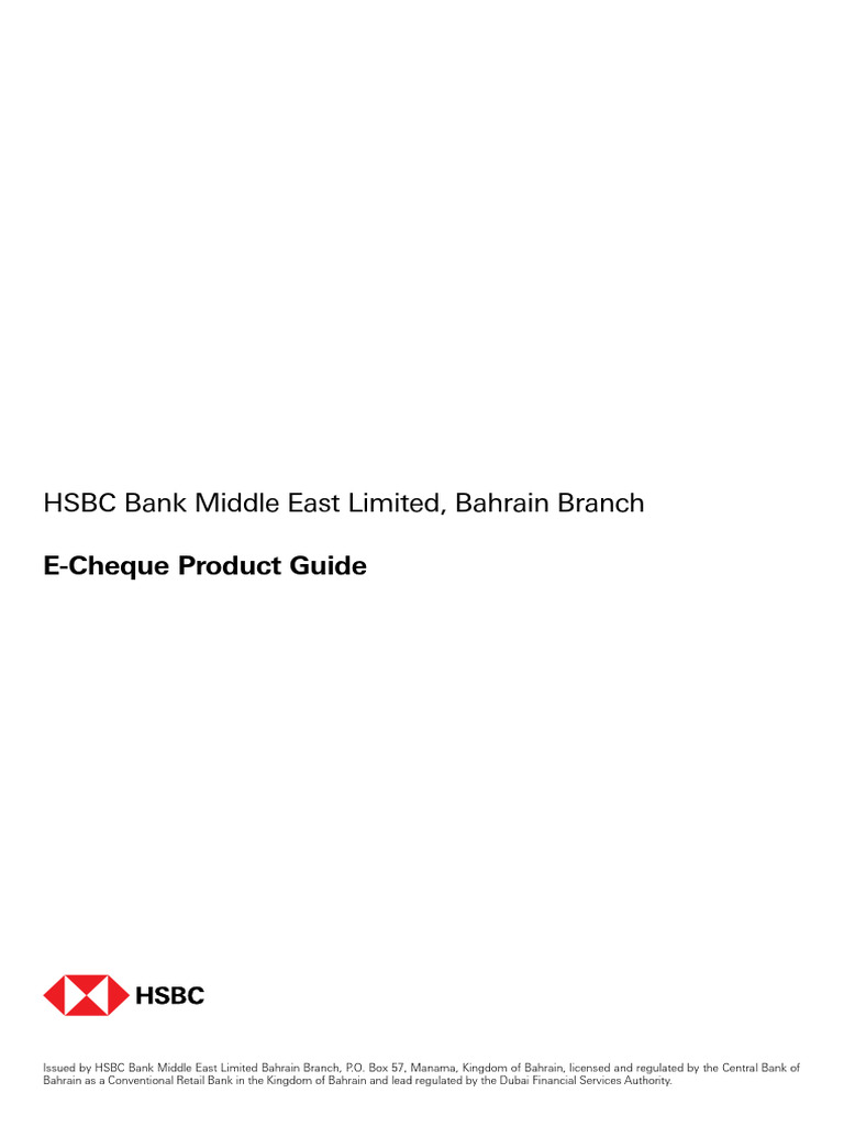 HSBC E-Cheque Guide for Bahrain | PDF | Cheque | Banks