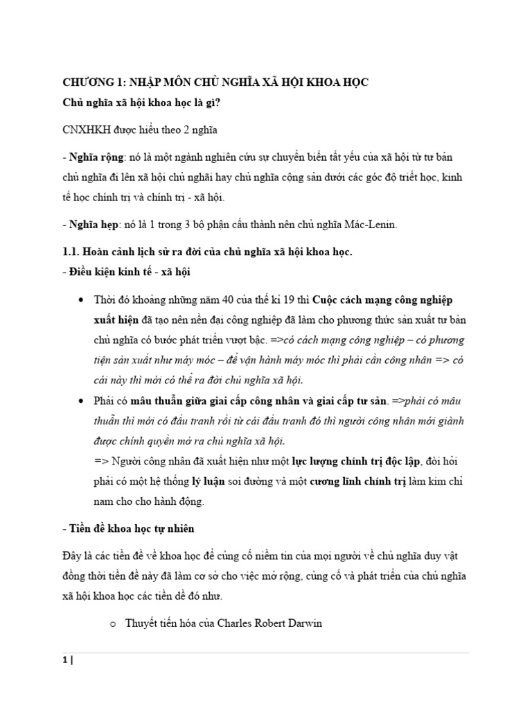 CNXH Chương 1-2 | PDF