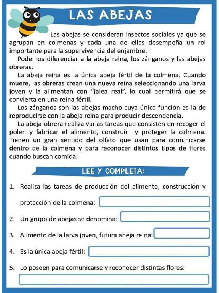 Lectura Compr 5°6°,abejas | PDF