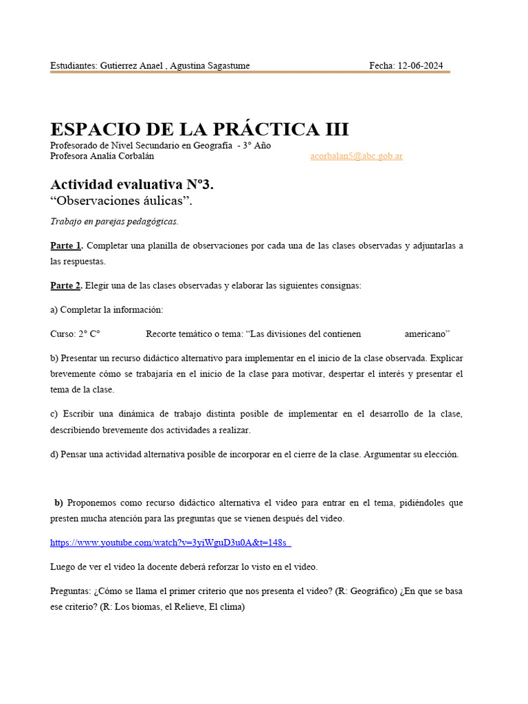 EP3. Act Eval 3. Observaciones. | PDF