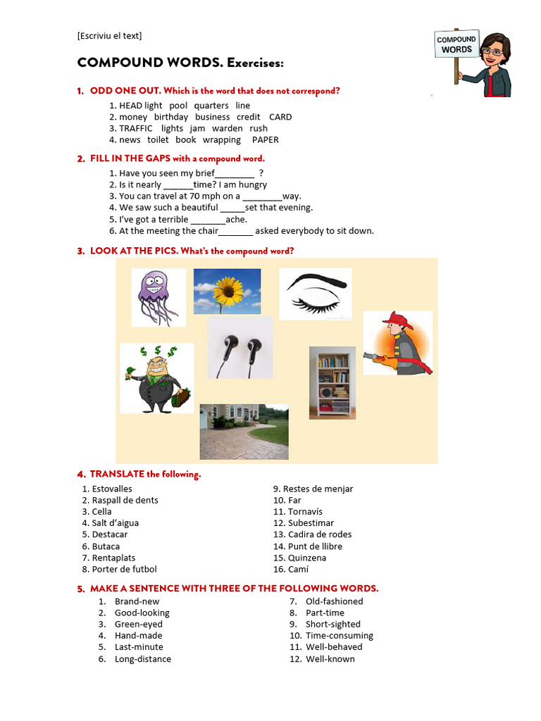 20 Compound Words Exercises | PDF | Foreign Language Studies