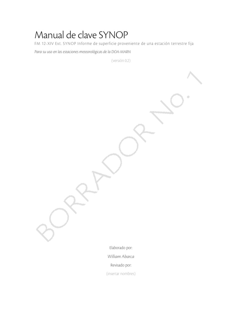 Manual Clave SYNOP v0.2 | PDF | Nube | Precipitación