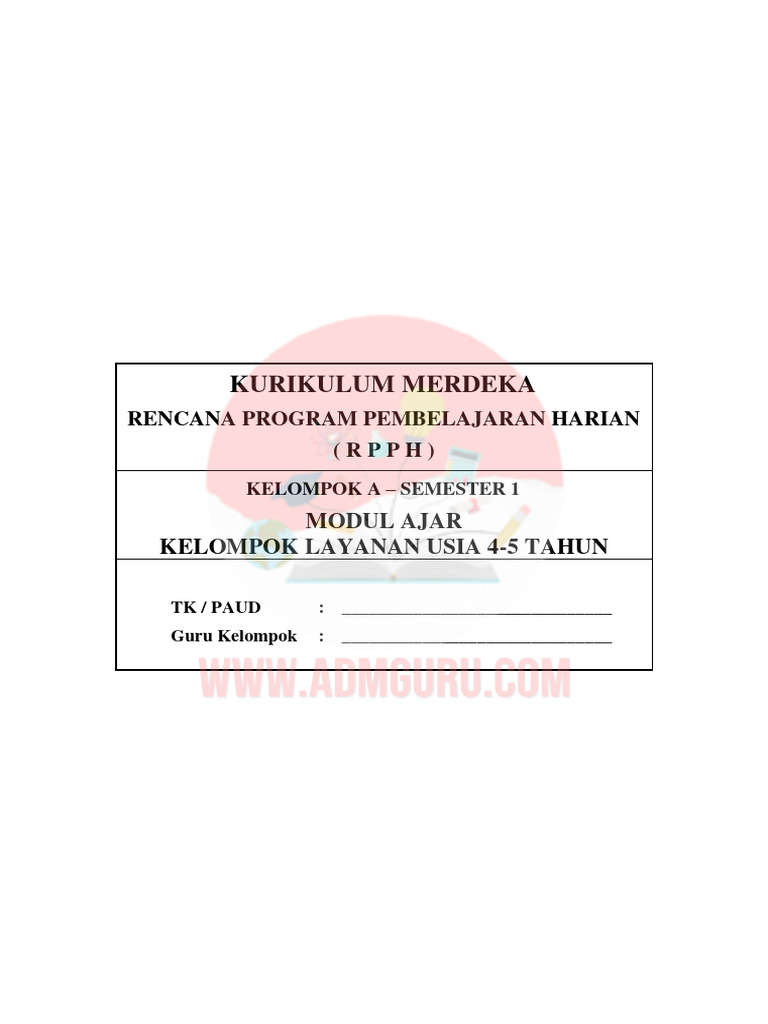Modul Ajar TK Kurikulum Merdeka | PDF | Seni & Disiplin Bahasa ...