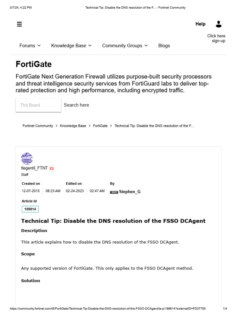 Technical Tip - Disable The DNS Resolution of The F... - Fortinet ... Technical Tip - Disable The DNS Resolution of The F... - Fortinet ...