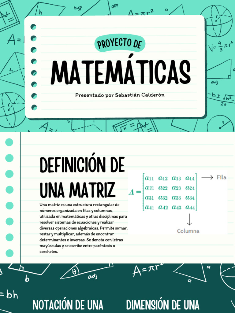 Proyecto de Matematicas | PDF | Matriz (Matemáticas) | Números