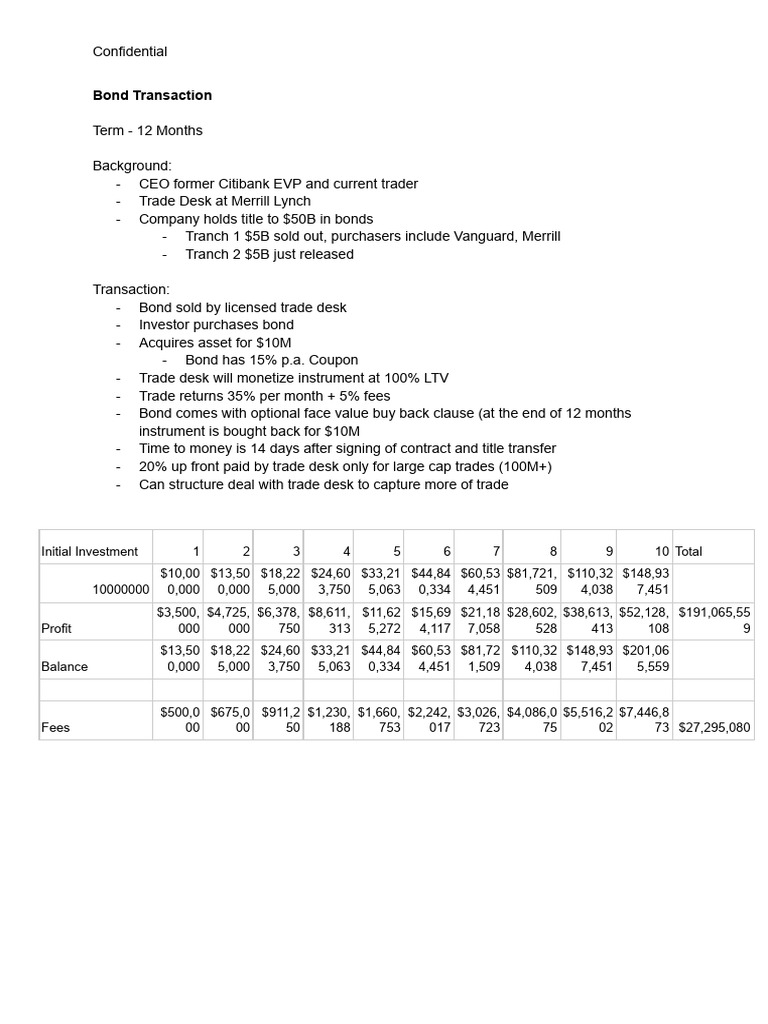 Bond Transaction | PDF