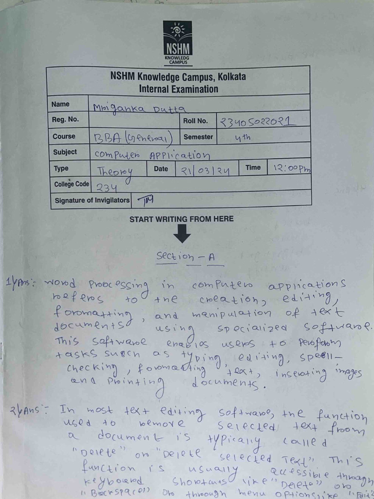 Mriganka Dutta, Computer Application, Ca3 | PDF