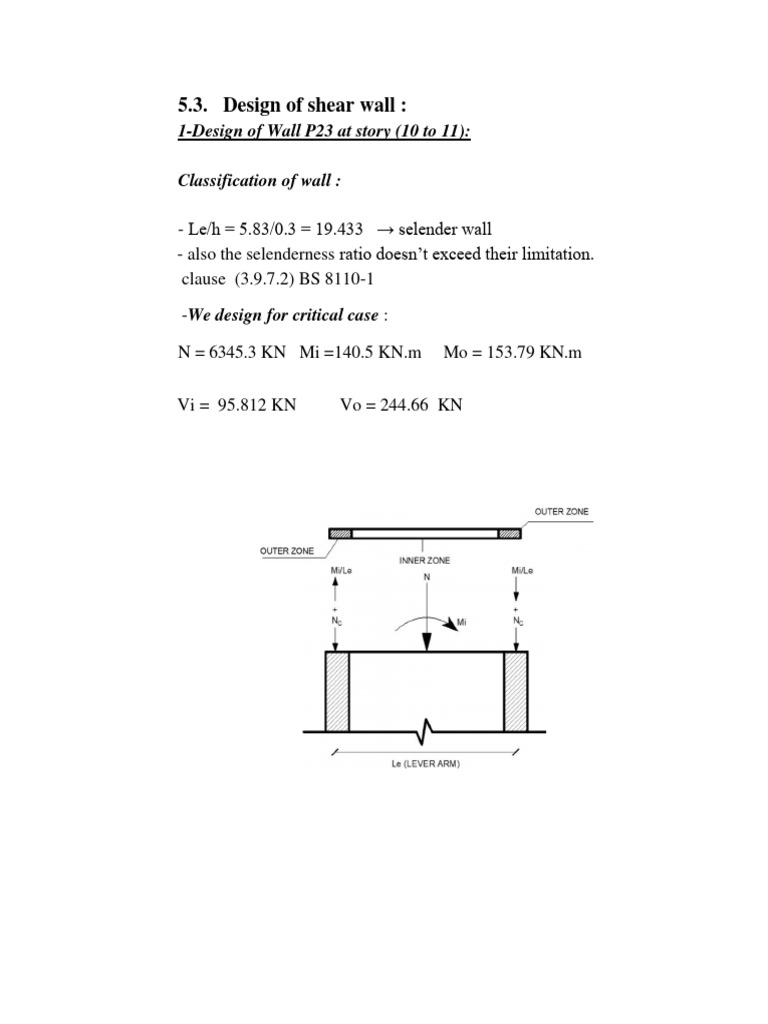 Shear Wall Design Example BS 8110 | PDF | Shear Stress | Civil Engineering