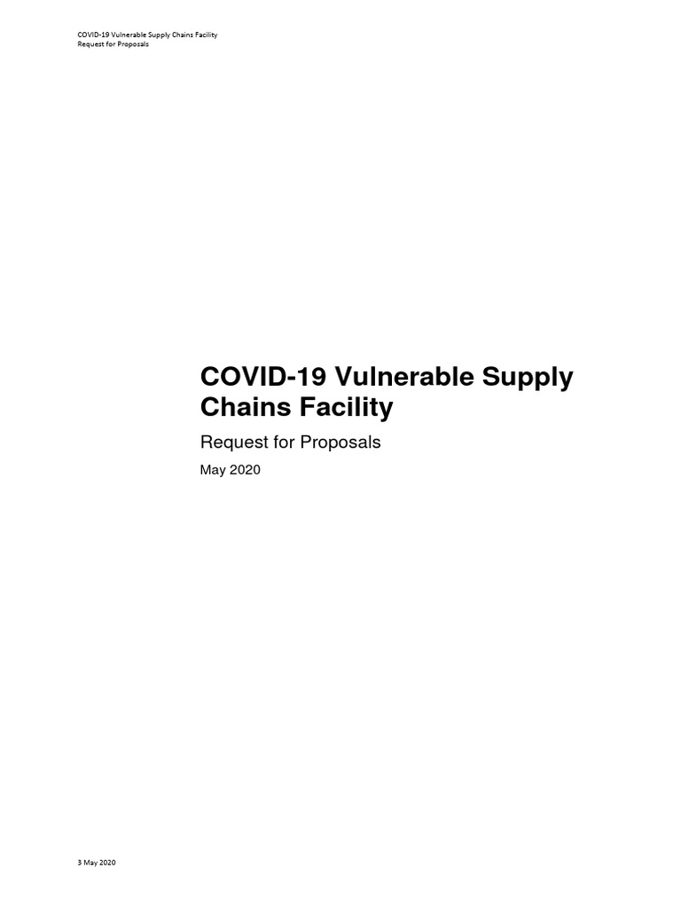 COVID-19 Vulnerable Supply Chains Facility - Request For Proposals 3 | PDF | Supply Chain | Bribery