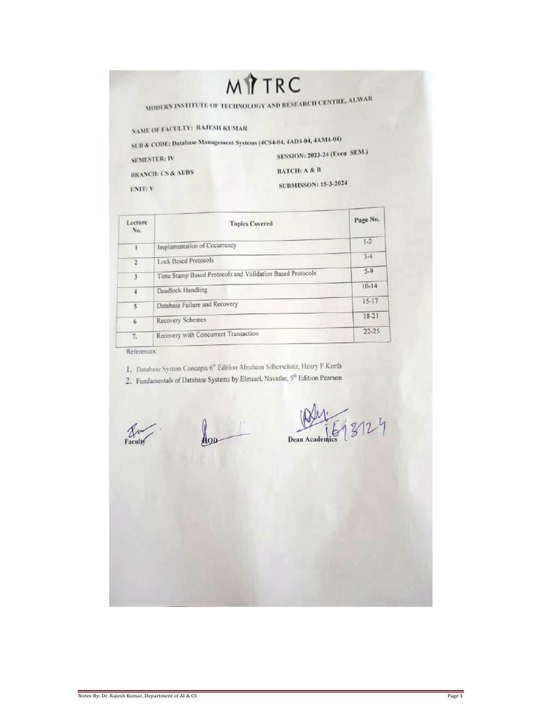 4CS4-04 U5 L1-L8 by DR - Rajesh Kumar | PDF | Backup | Database Transaction