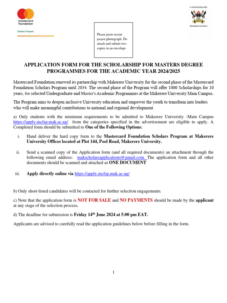 GRADUATE SCHOLARSHIP APPLICATION FORM-For Printing-May 2024 | PDF ...