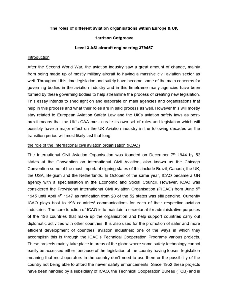 The Roles of Different Aviation Organisations Within Europe | PDF | Air ...