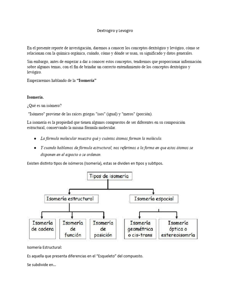 Dextrogiro y Levogiro en Química | PDF | Isómero | Estereoquímica