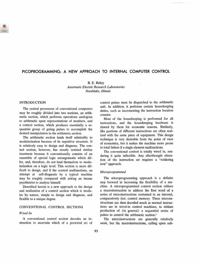 Picoprogramming: A New Approach To Internal Computer Control | PDF | Computer Engineering ...