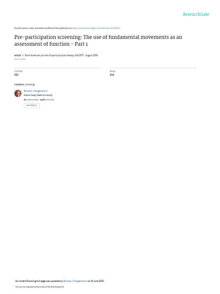 Pre-Participation Screening The Use of Fundamental | PDF | Anatomical ...