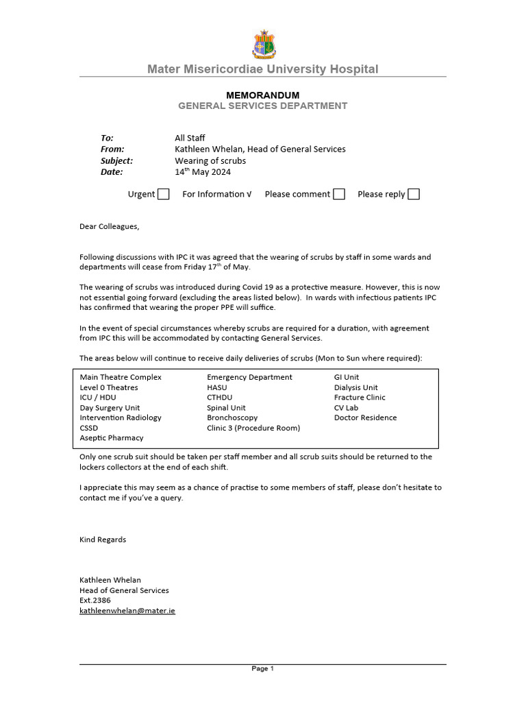 Memo Re Scrubs | PDF