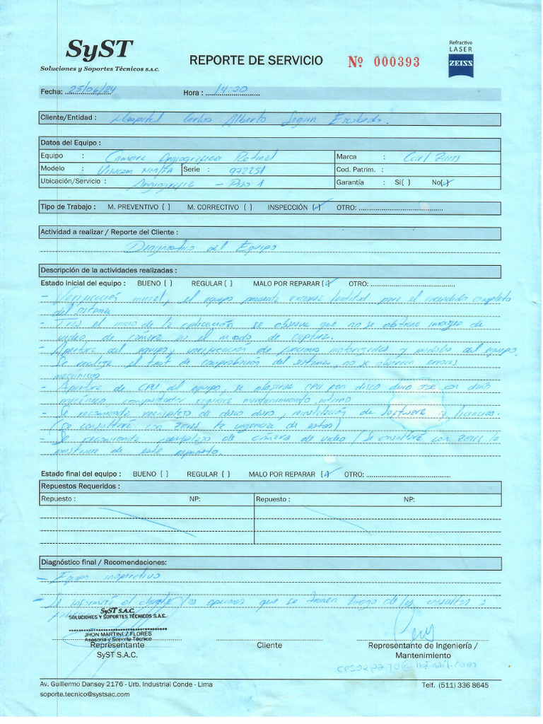 Reporte de Servicio | PDF