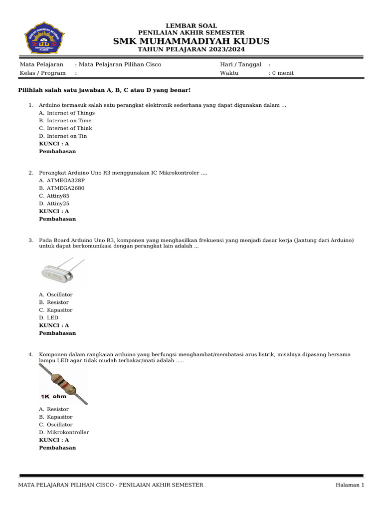 Soal - Pas Genap Mapel Pilihan Iot Dan Cisco Xi TKJ Tahun 2023-24-6348 ...