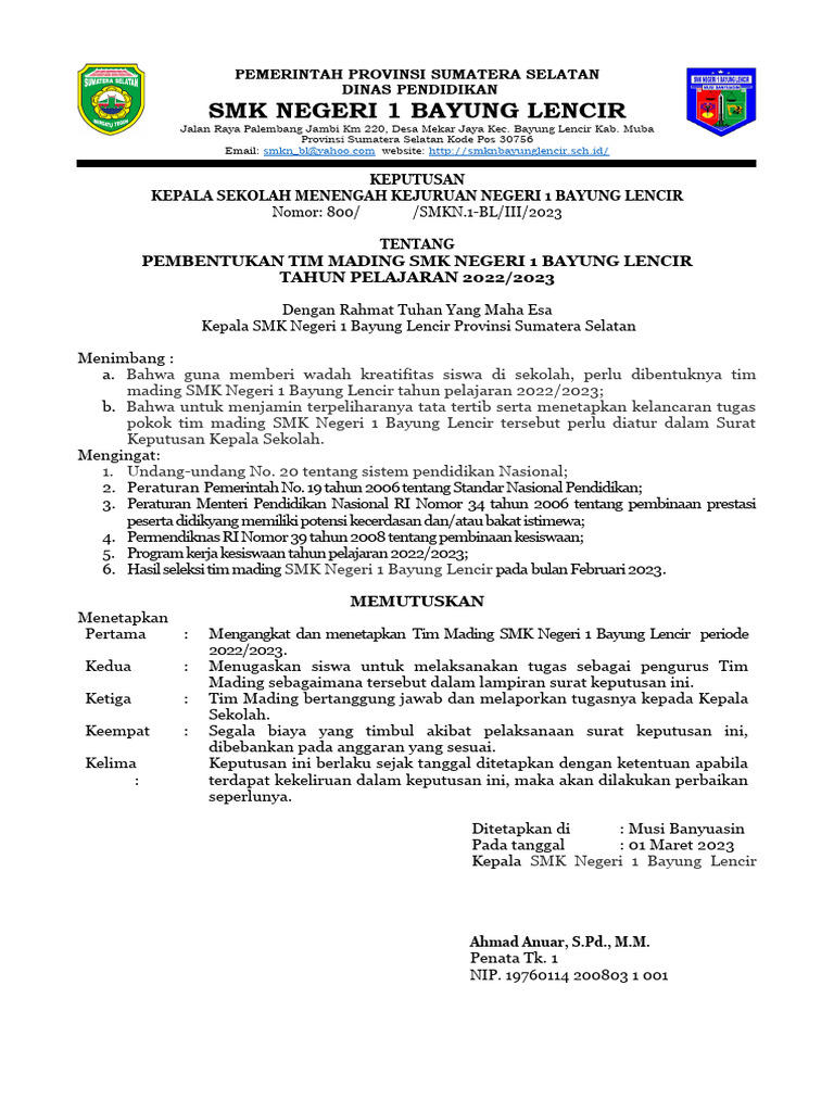 SK Tim Mading 2022-2023 | PDF