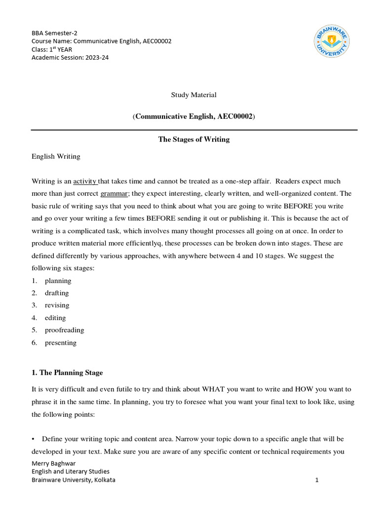The Stages of Writing | PDF | Proofreading | Essays