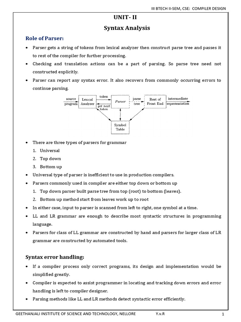 CD Unit Ii | PDF | Parsing | Computer Programming CD Unit Ii | PDF | Parsing | Computer Programming