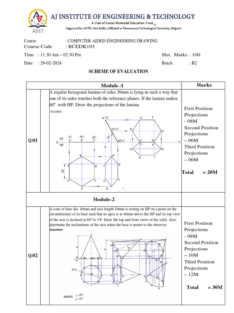 Solution QUESTION PAPER 29-2-2024 (11.30-2.30) | PDF | Geometric Shapes ...