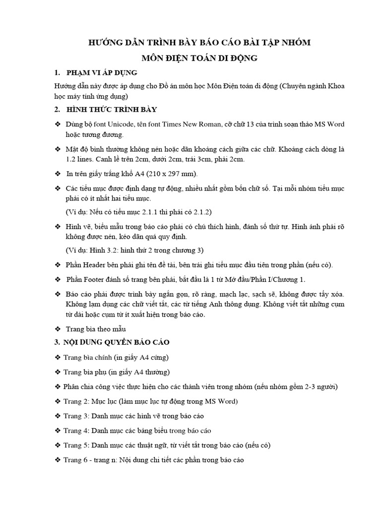 Huong Dan Viet Bao Cao BTL - Dien Toan Di Dong - k66 | PDF