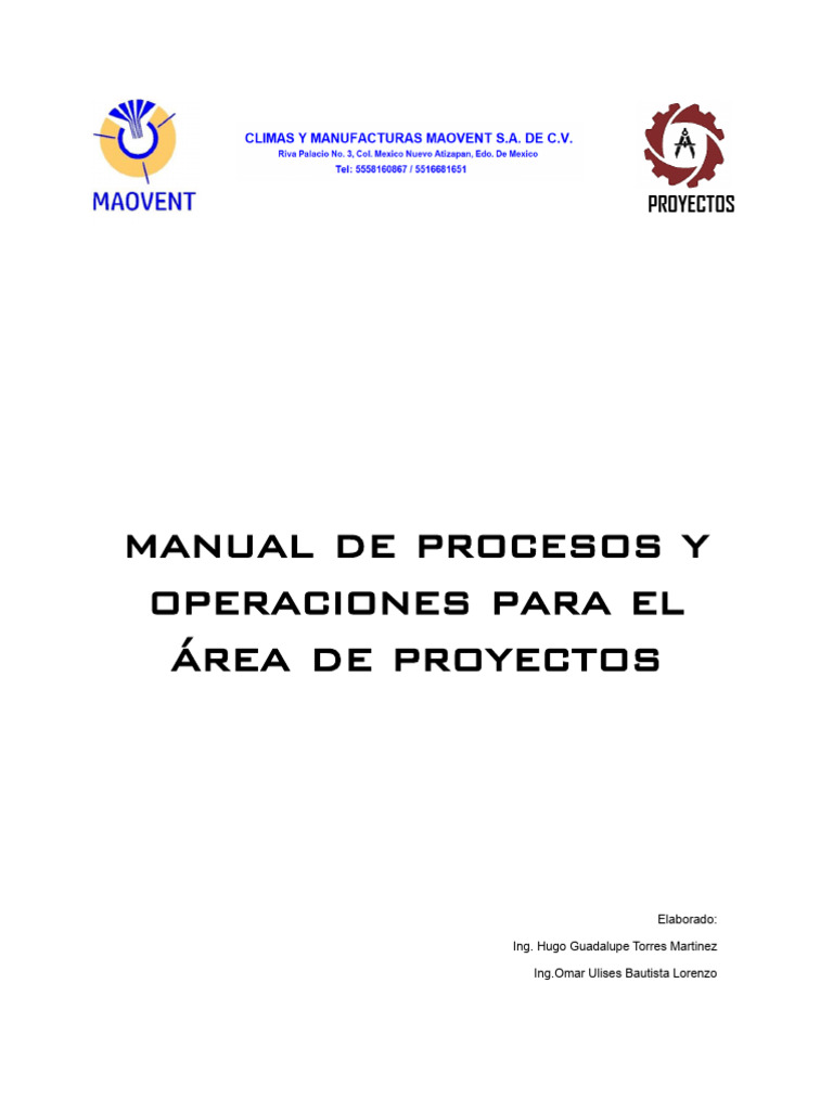 Manual de Procesos y Operaciones para El Área de Proyectos | PDF ...