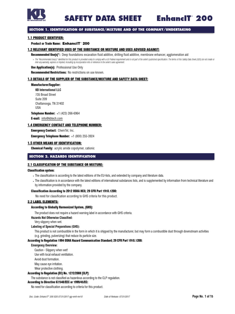 EnhancIT-200-SDS | PDF | Toxicity | Carcinogen