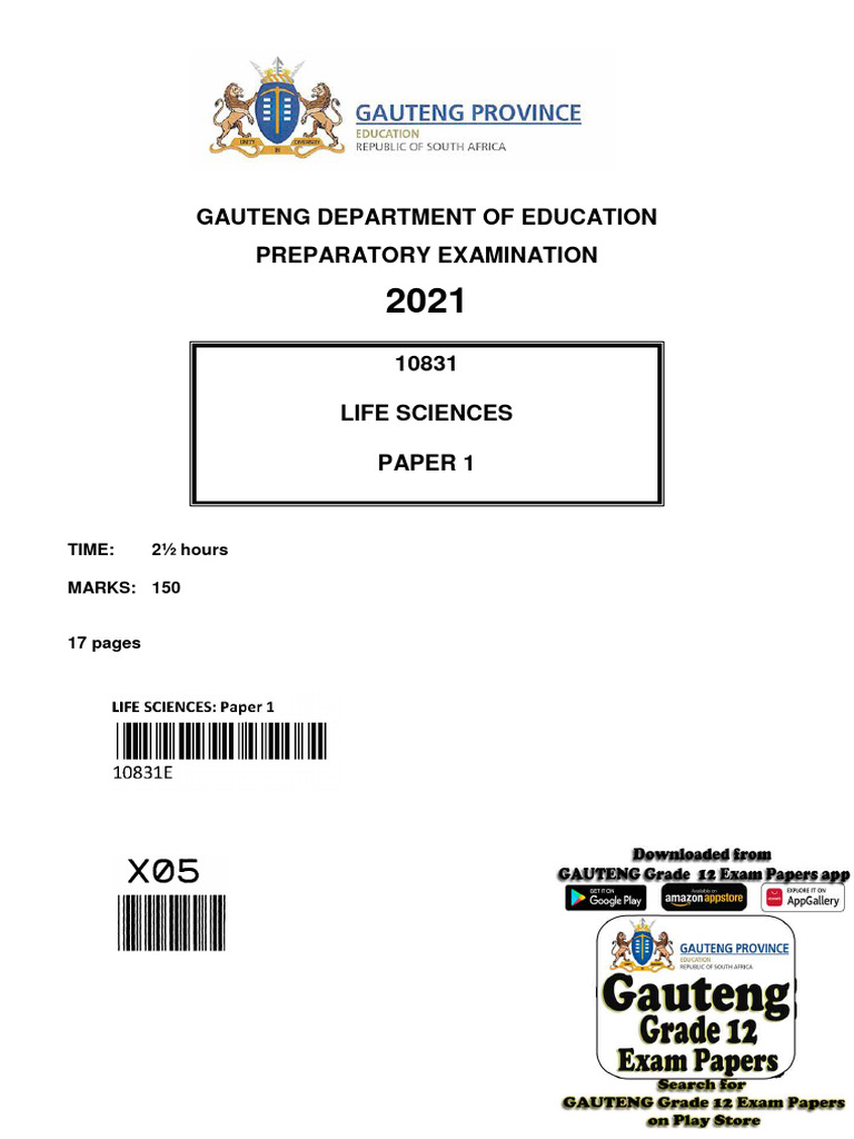 Gauteng Life Sciences Exam Paper 2021 | PDF | Menstrual Cycle | Ear