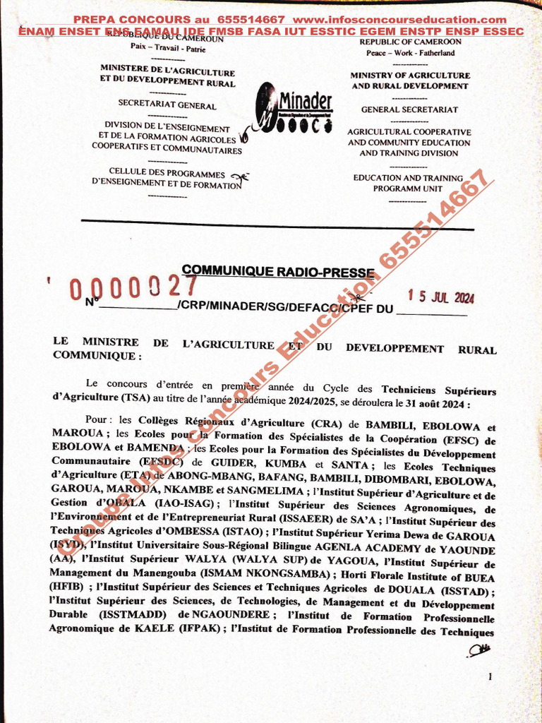 CONCOURS MINADER TSA 2024 | PDF