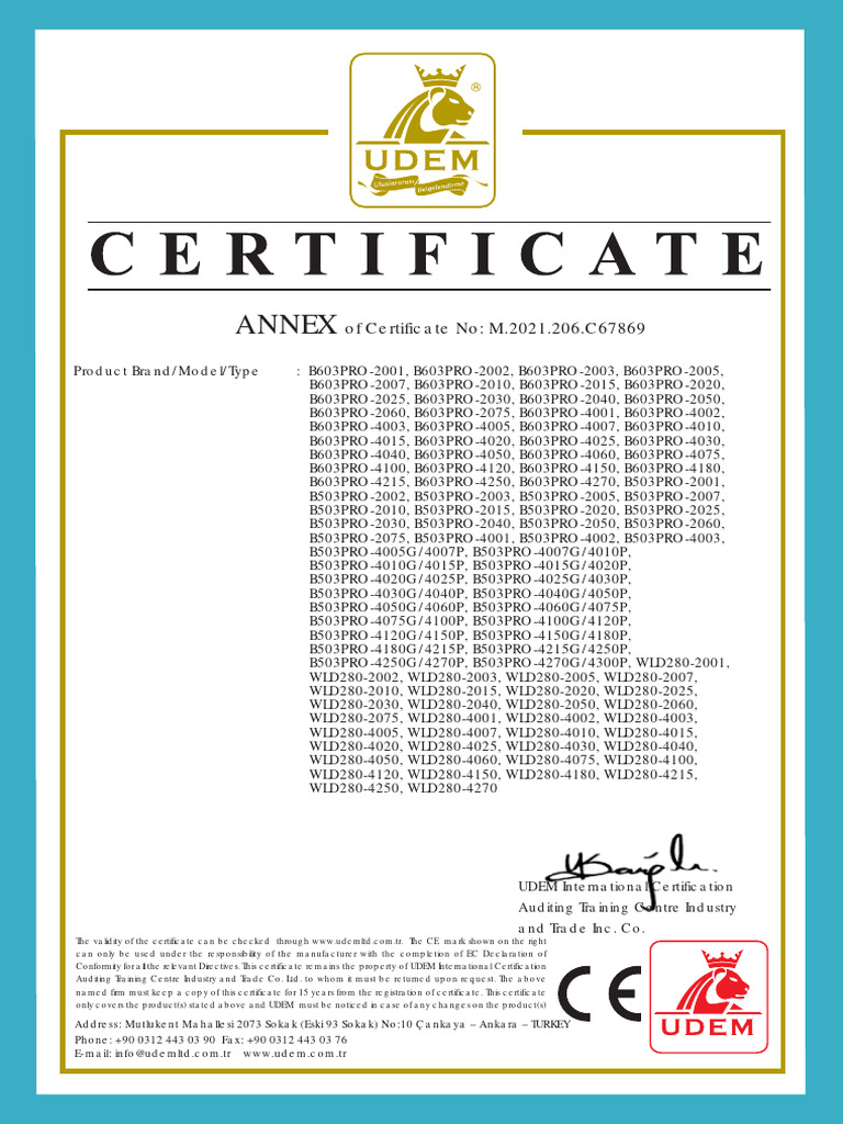 WLD280 B503PRO B603PRO CE Certificate-2 | PDF