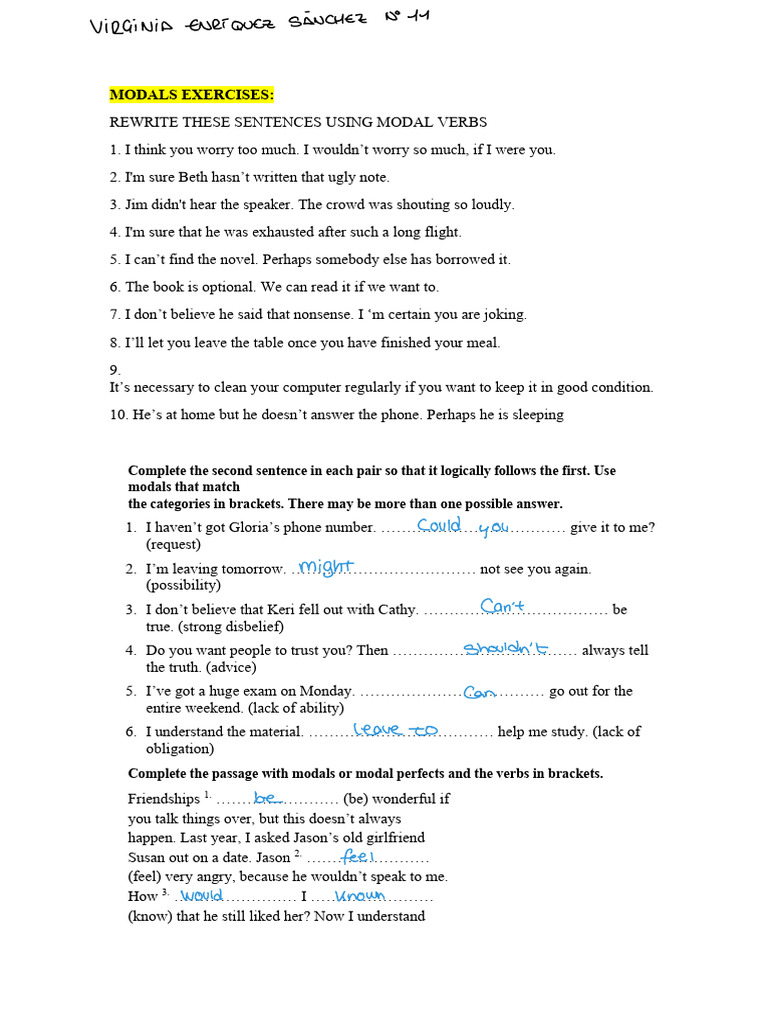 Modal Verbs Conditionals | PDF