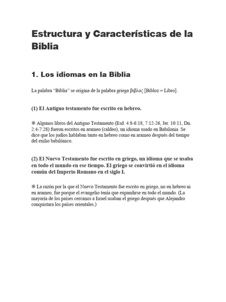 Estructura y Características de La Biblia | PDF | Biblia | Viejo Testamento