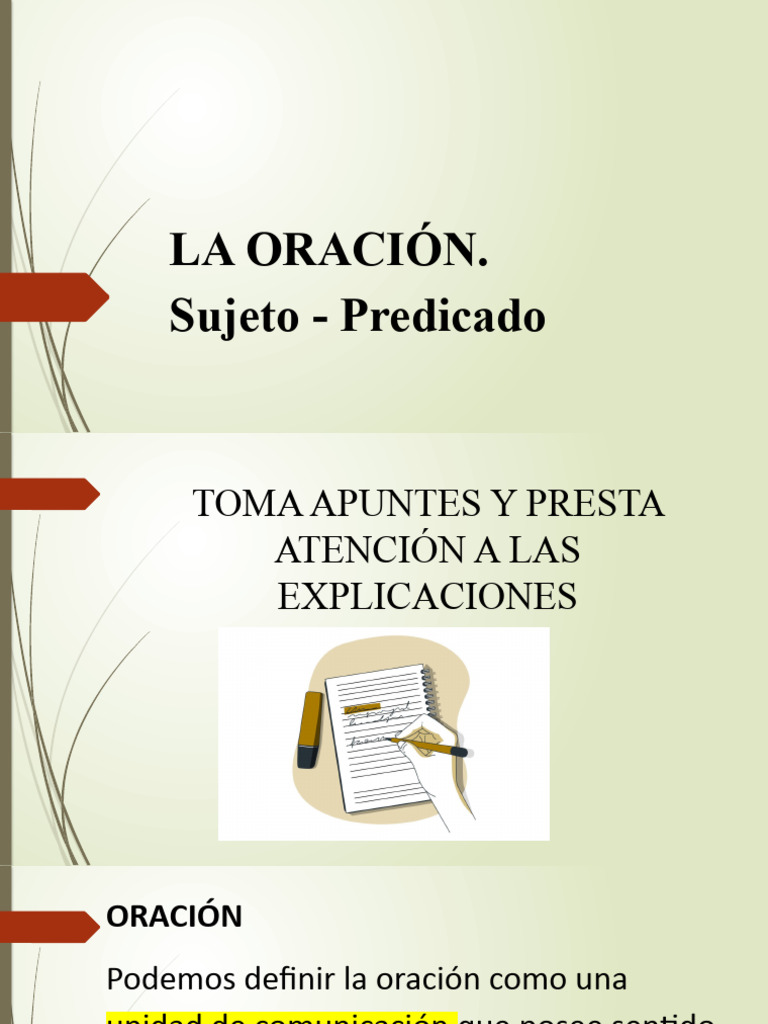 La Oración 1 Sujeto - Predicado | PDF | Asunto (gramática) | Predicado ...