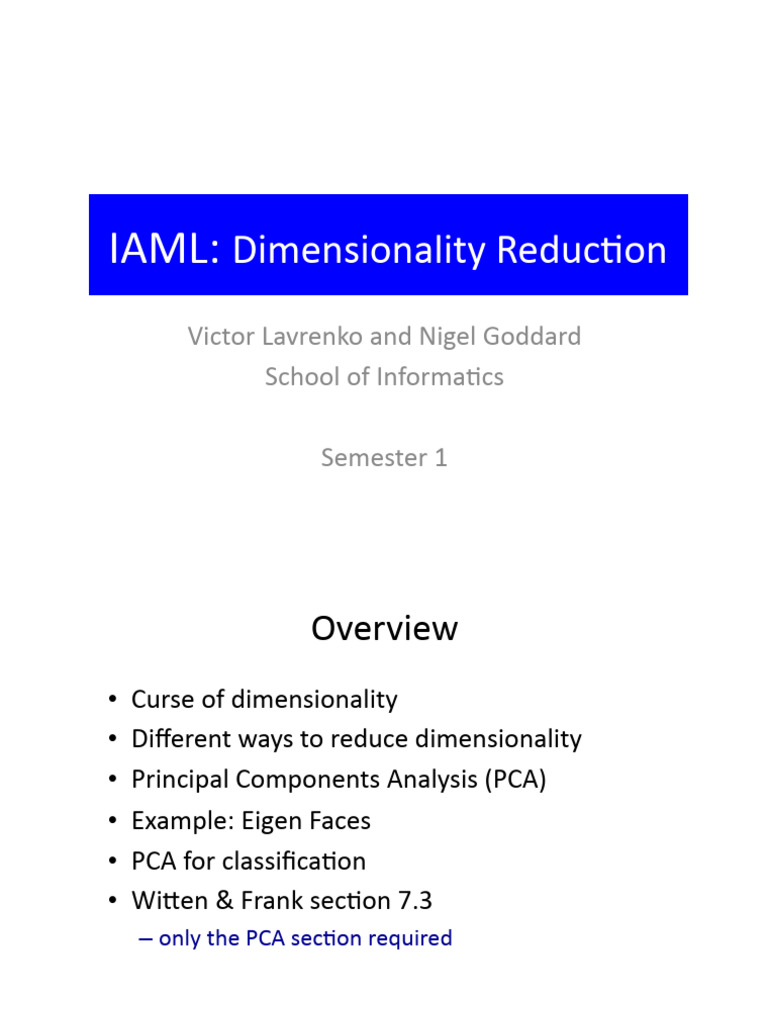 Week 8 Pca | PDF | Principal Component Analysis | Dimension