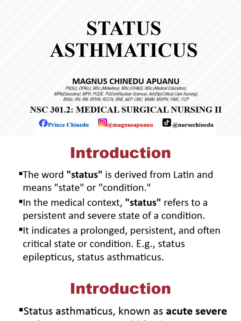 Status Asthmaticus Management Guide | PDF | Clinical Medicine | Health Care