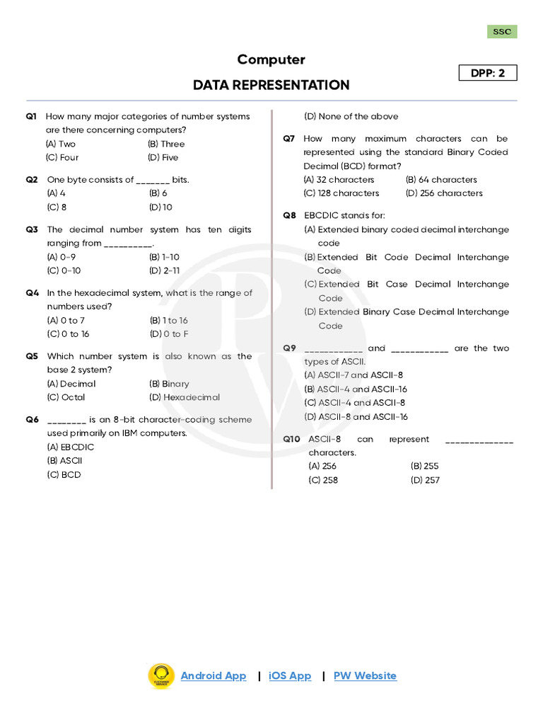 Data Representation - DPP 02 (English) | PDF | Binary Coded Decimal | Lexicology